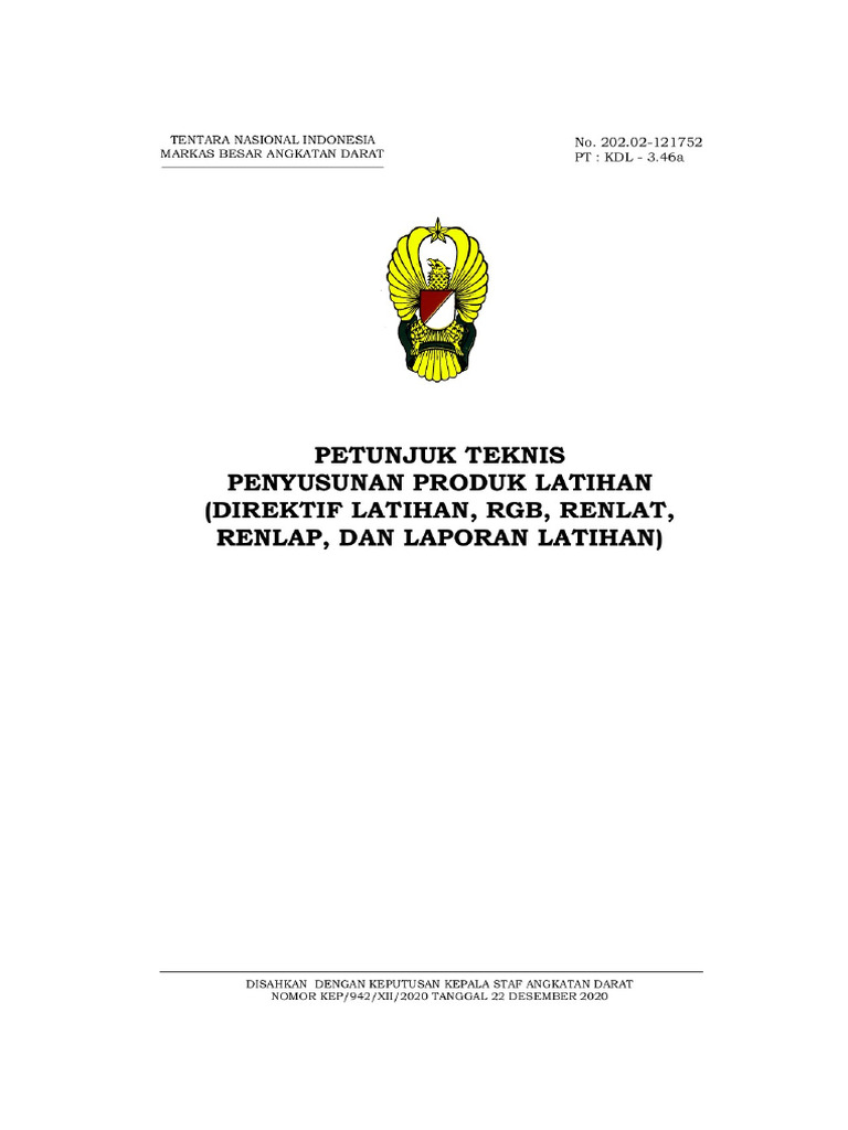 Juknis Penyusunan Produk Latihan TNI-AD_2020 | PDF