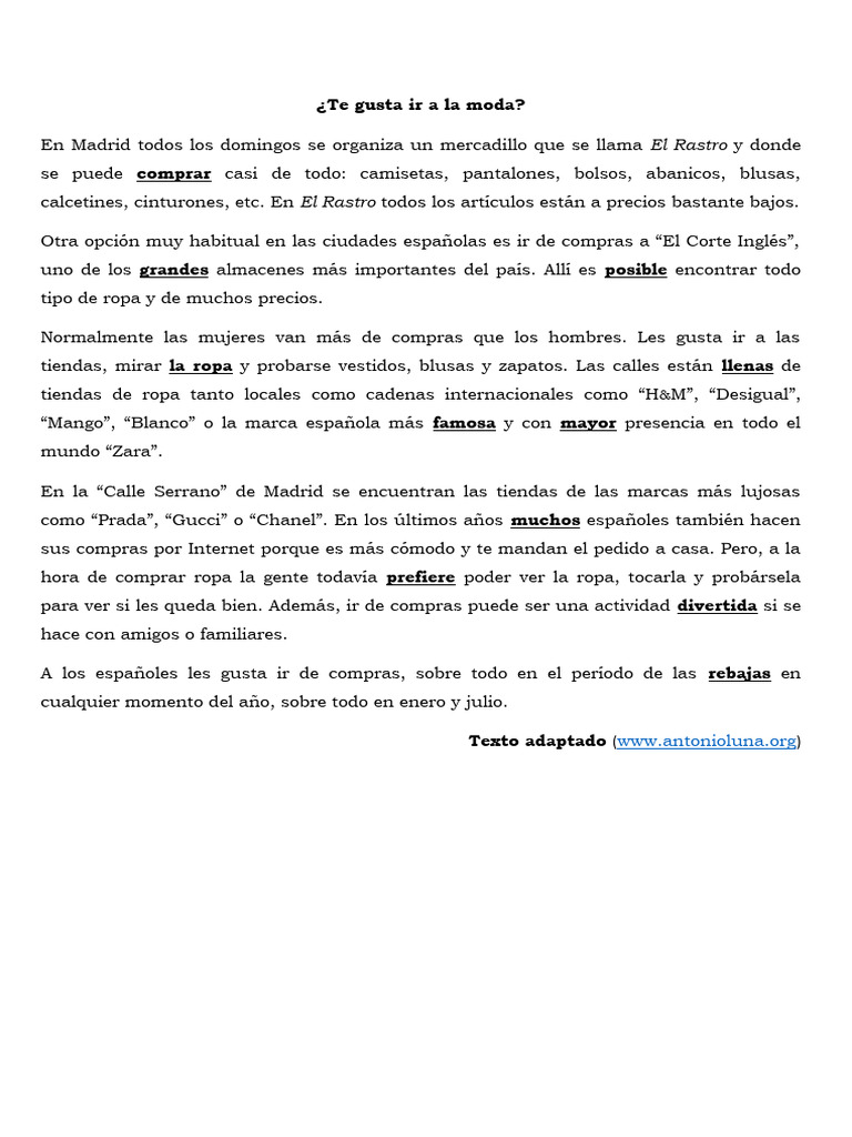 Te Gusta Ir de Compras | PDF