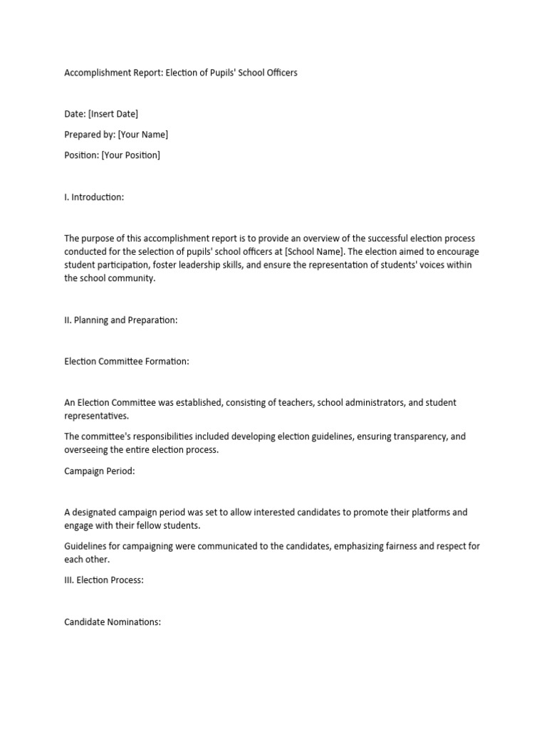 accomplishment report on selg election day | PDF | Elections | Voting