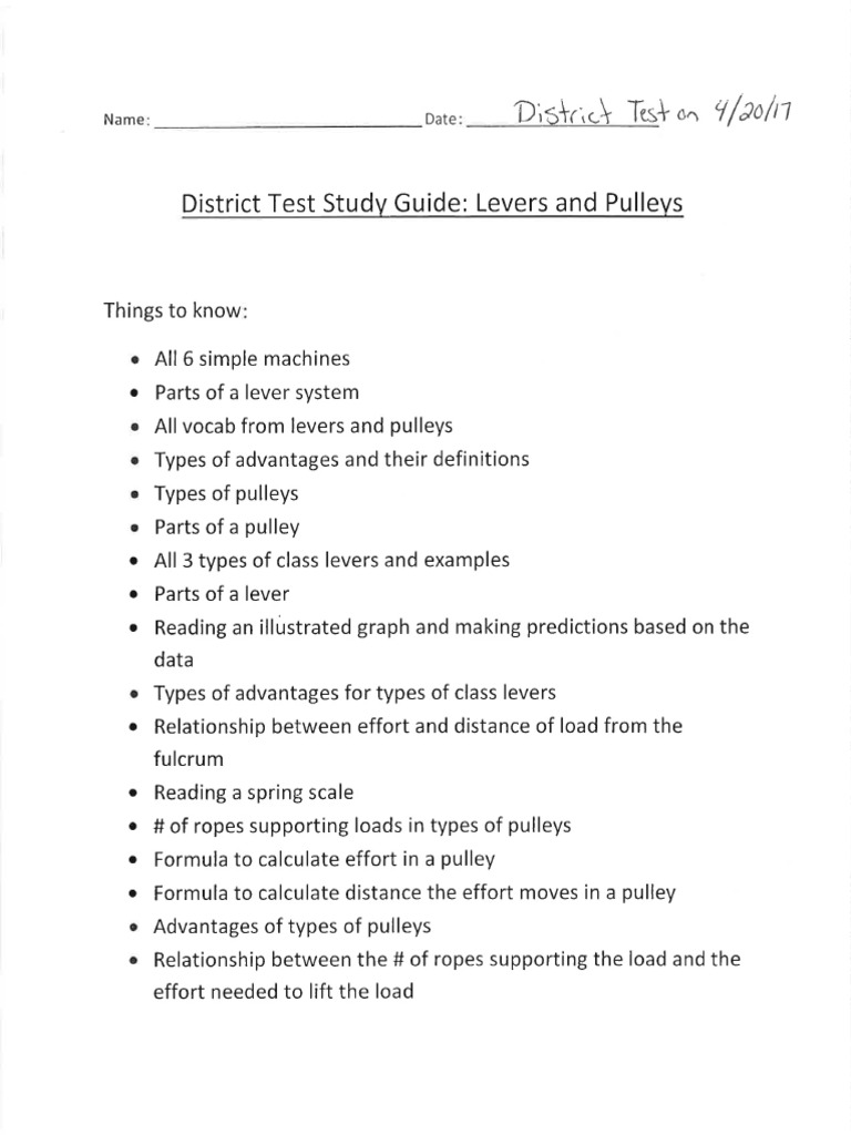 Lever and Pulley Notes and Studyguide | PDF