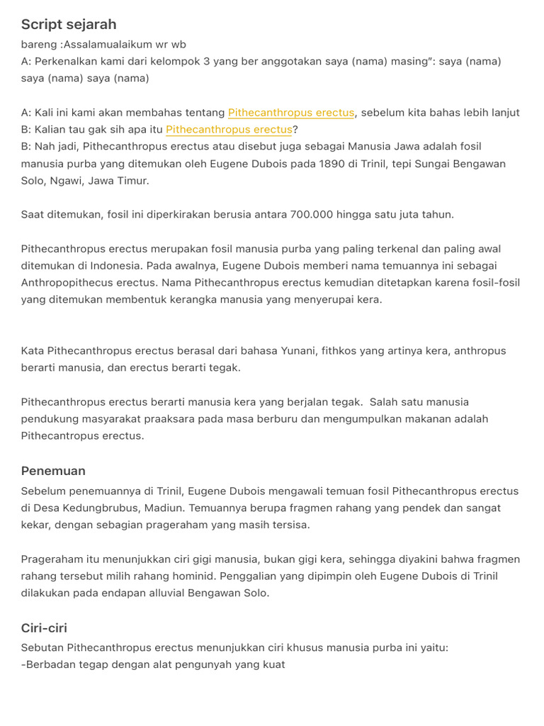 Script Sejarah | PDF