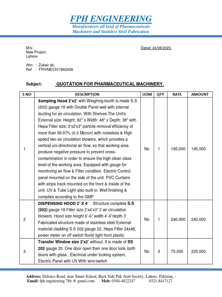 Machinery Quote | PDF | Engines | Clothes Dryer