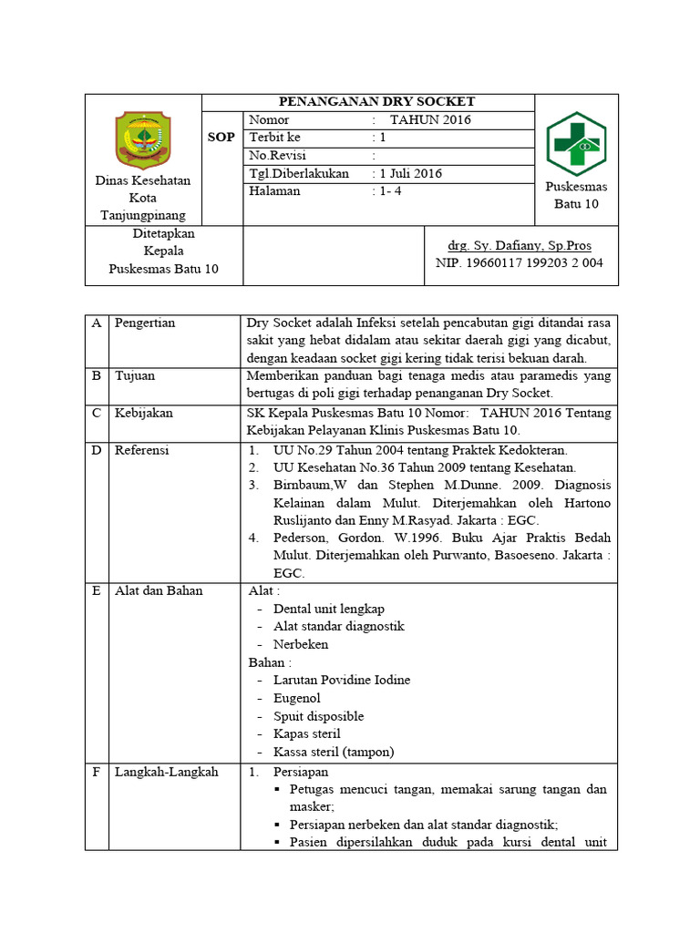 Penanganan Dry Socket di Puskesmas | PDF