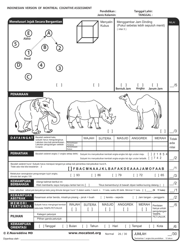 Indonesia - MoCA Test | PDF