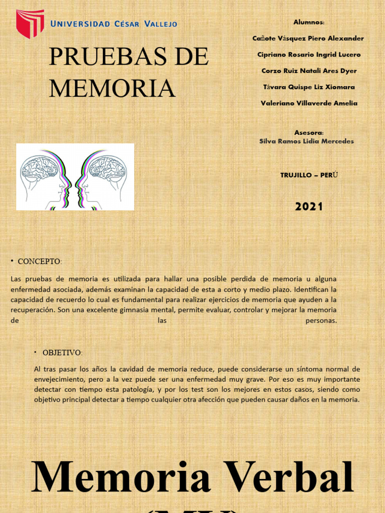 Pruebas de Memoria | PDF | Memoria | Medicina CLINICA