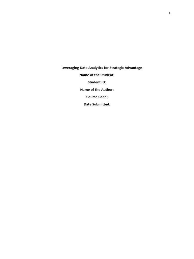 Leveraging Data Analytics For Strategic Advantage | PDF | Optical ... Leveraging Data Analytics For Strategic Advantage | PDF | Optical ...