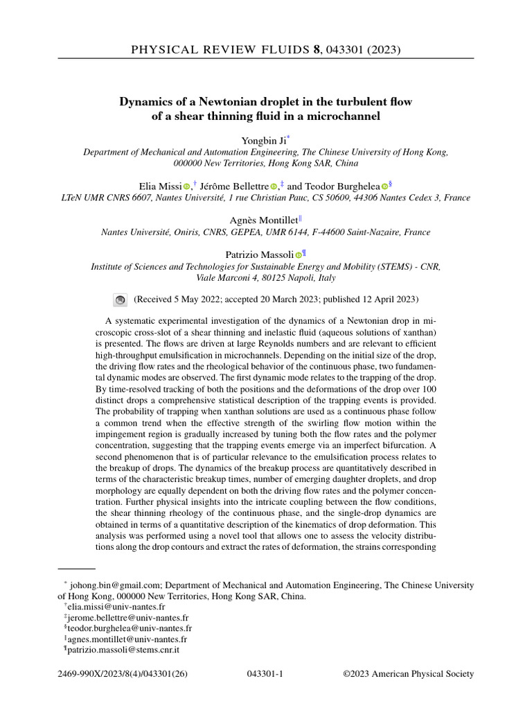 2023 - Dynamics of A Newtonian Droplet in The Turbulent Flow of A Shear ...