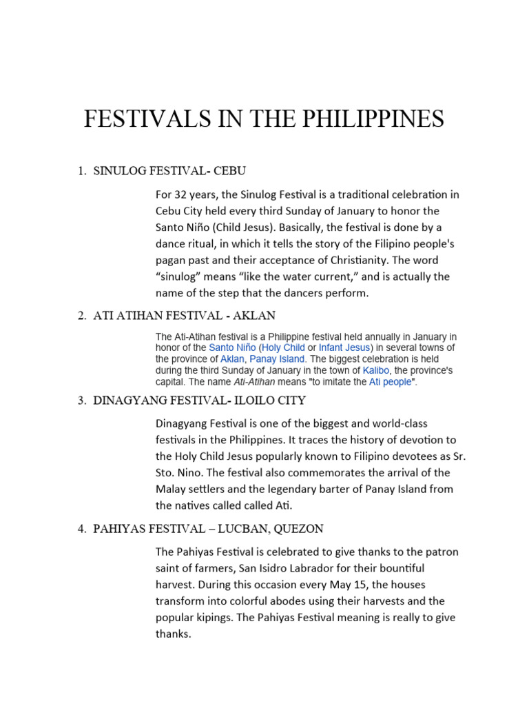 Festivals in The Philippines | PDF | Festival | Philippines