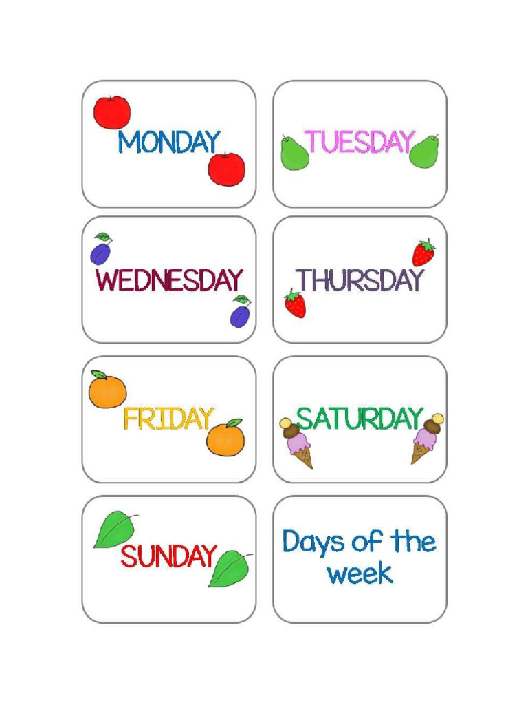 Days of The Week Flashcards | PDF
