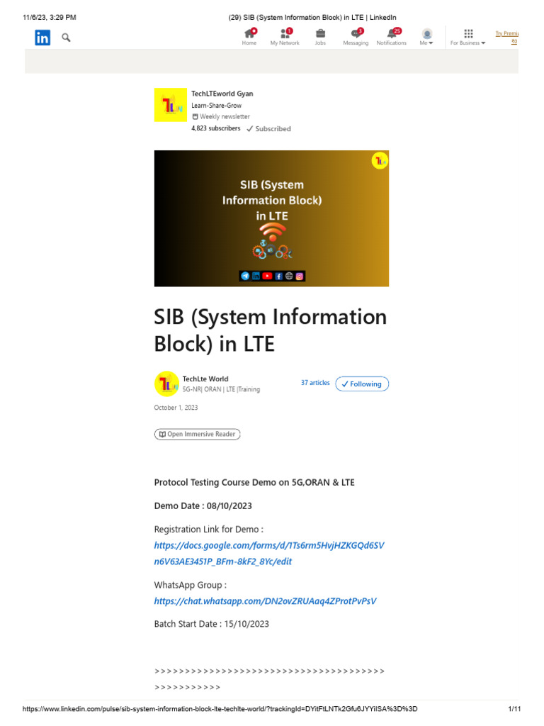 SIB (System Information Block) in LTE | PDF | Cellular Network | Radio ...