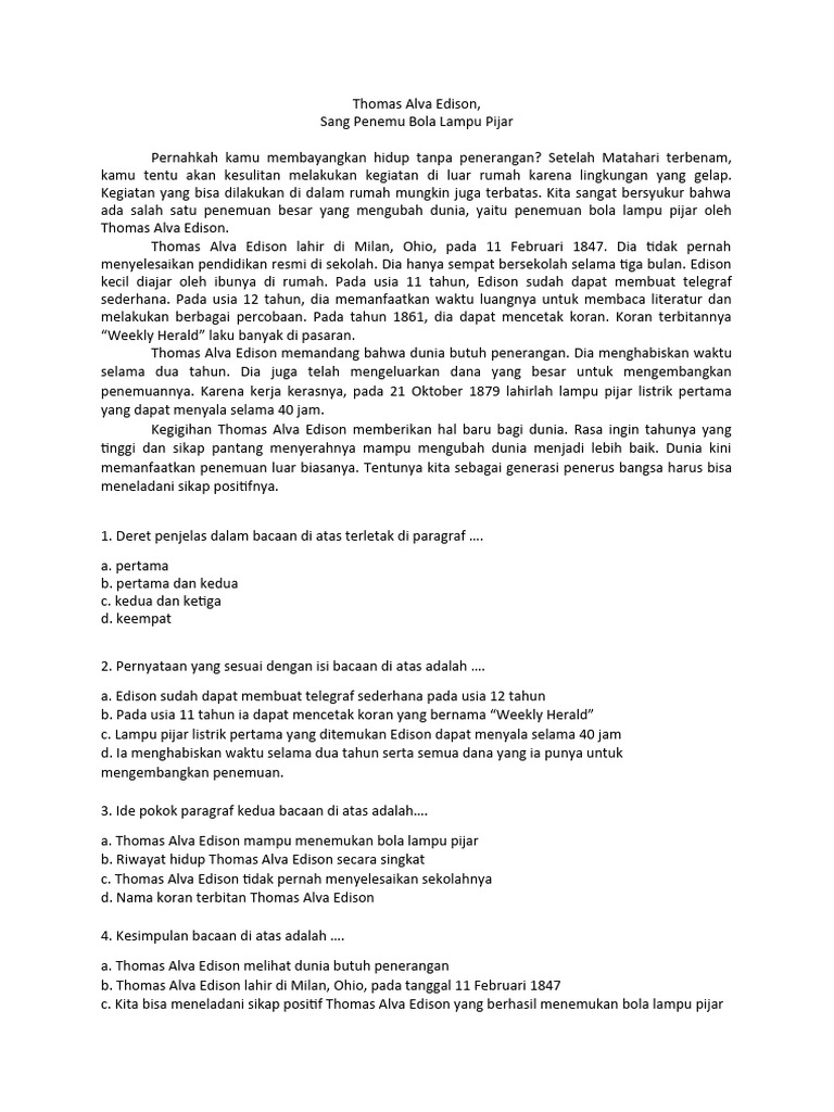 Bank Soal Bindo Kls 6 Asas 23 | PDF