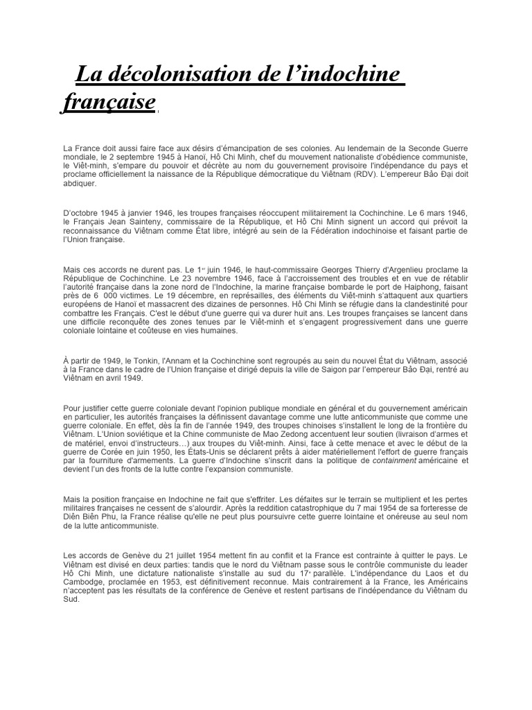 Décolonisation de l'Indochine française | PDF | Indochine française ...