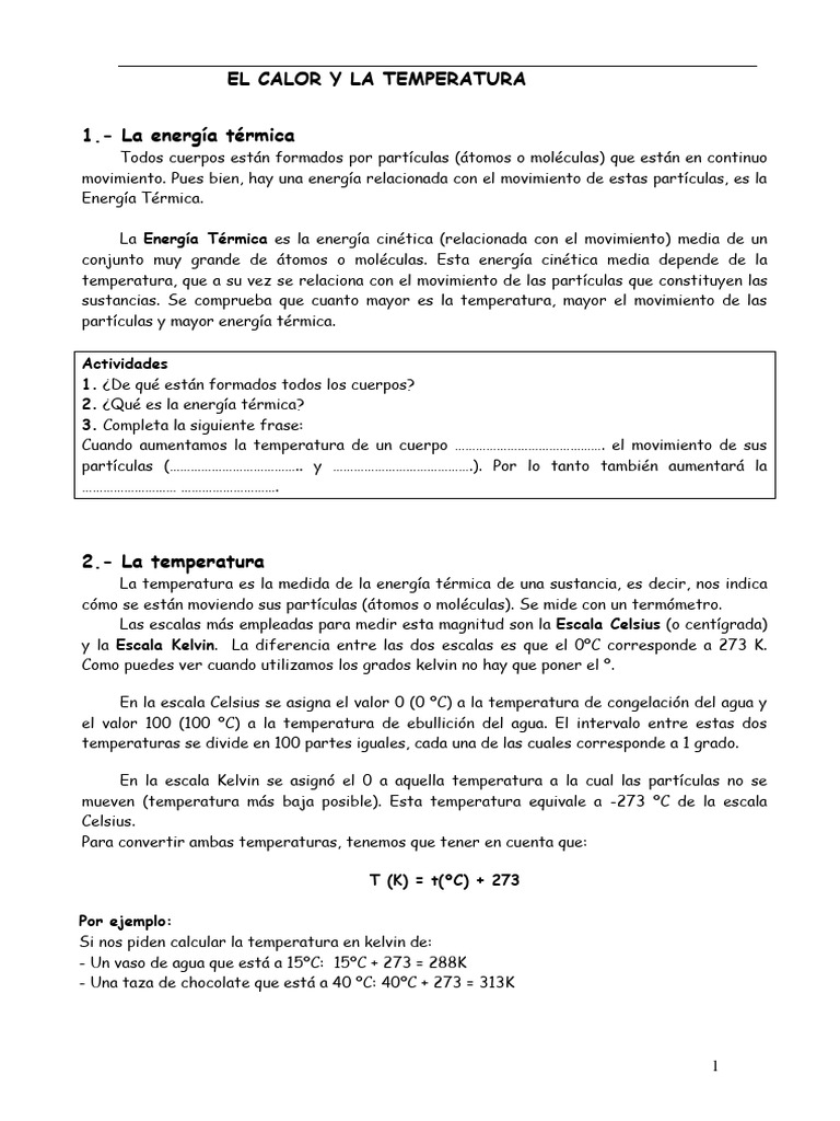 Calor y Temperatura | PDF | Temperatura | Conduccion termica