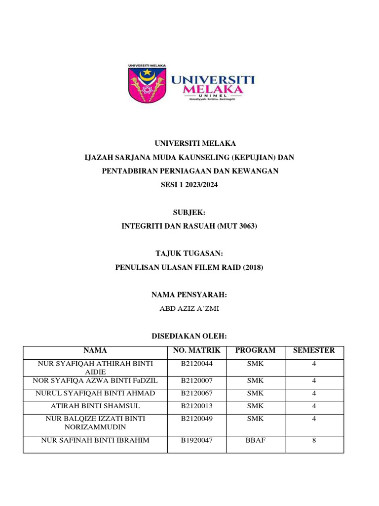 Integriti Dan Rasuah (MUT 3063) | PDF