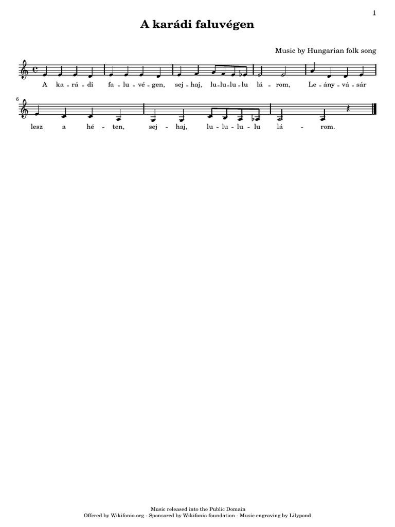 A Karadi Faluvegen - Hungarian Folk Song | PDF A Karadi Faluvegen - Hungarian Folk Song | PDF