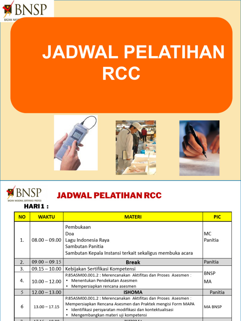 00. JADWAL PELATIHAN RCC 2021.pptx (1) | PDF