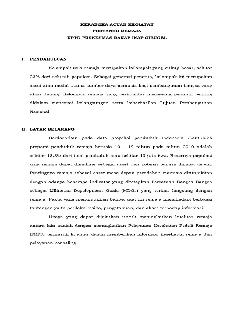 Program Kesehatan Remaja Posyandu Cibugel | PDF