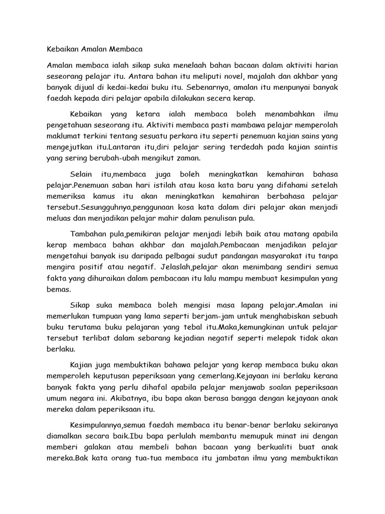 Kebaikan Amalan Membaca | PDF