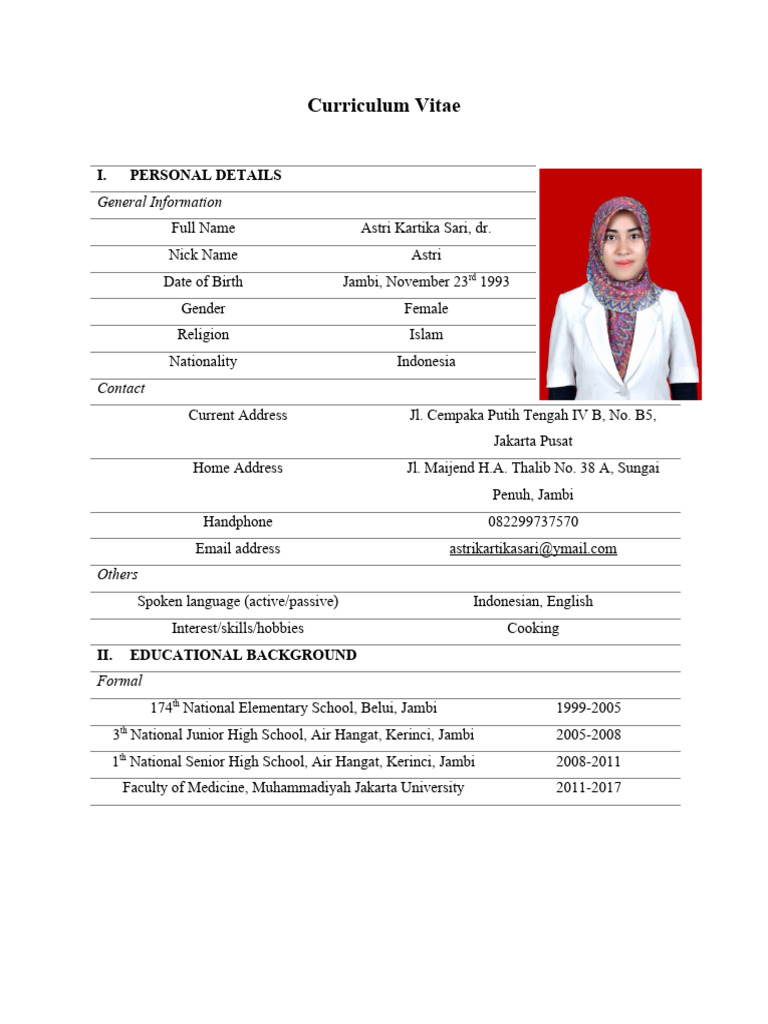 CV Astri Kartika Sari | PDF | Health Care | Medicine