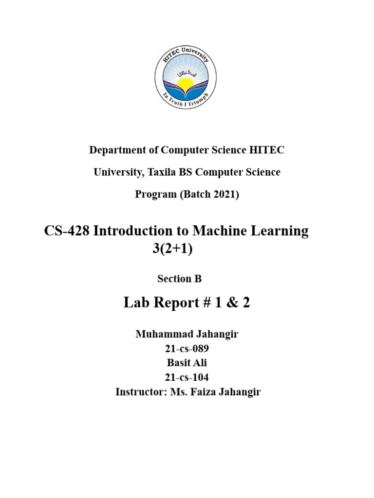 Lab 1 2 ML | PDF | Computer Program | Programming