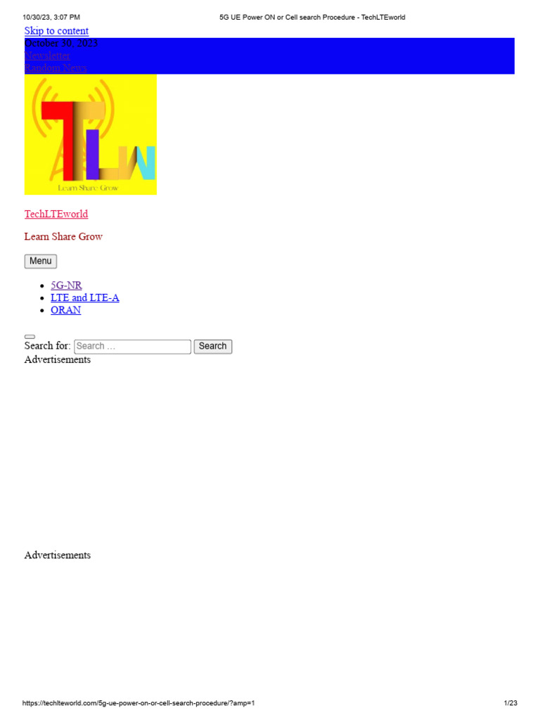 5G UE Power ON or Cell Search Procedure | PDF | Orthogonal Frequency ...