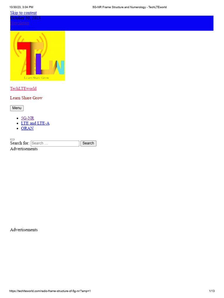 5G-NR Frame Structure and Numerology | PDF | Orthogonal Frequency ...