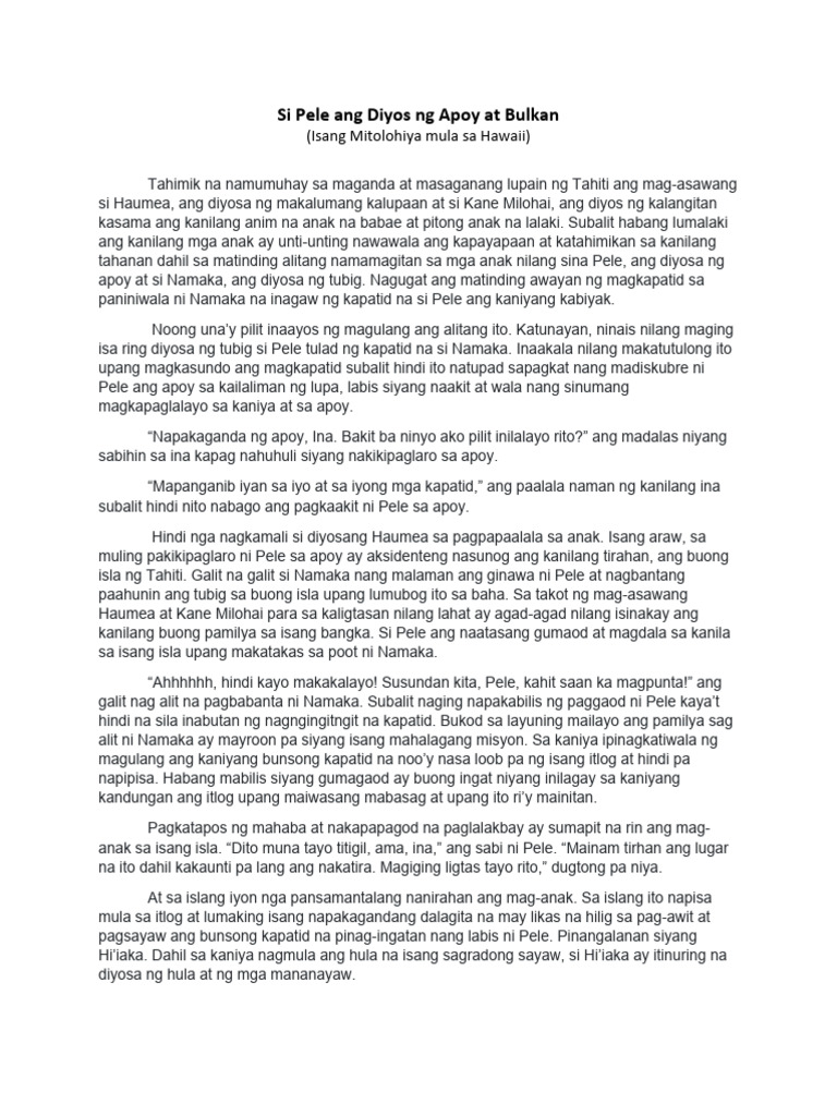 Si Pele Ang Diyos NG Apoy at Bulkan Modyul | PDF