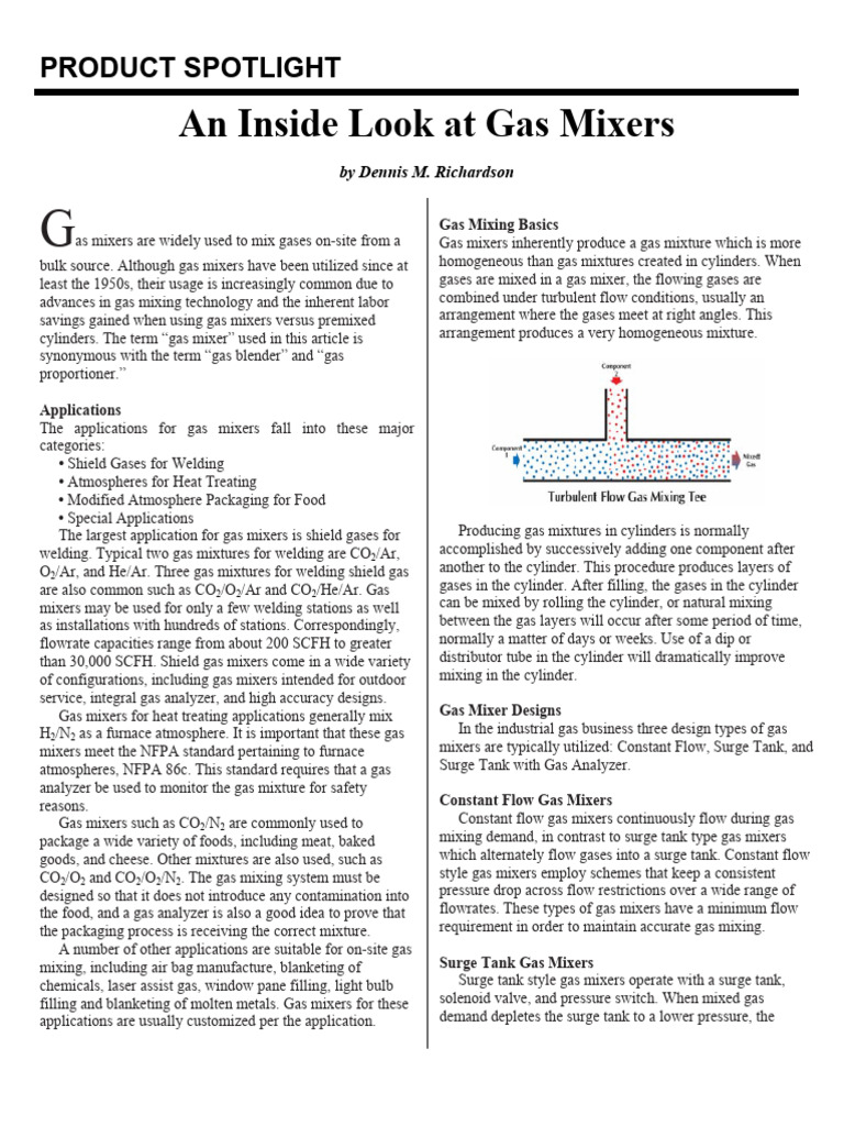 An Inside Look at Gas Mixers: Product Spotlight | PDF | Gases | Valve