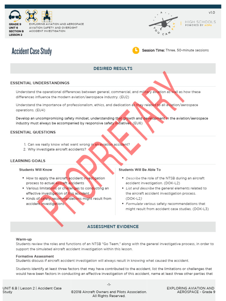 Accident Case Study Lesson Plan - Watermark | PDF | National ...