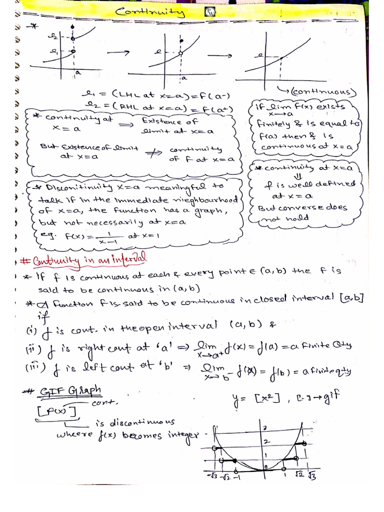 Continuity _ Handwritten Notes __ Lakshya JEE 2024 | PDF
