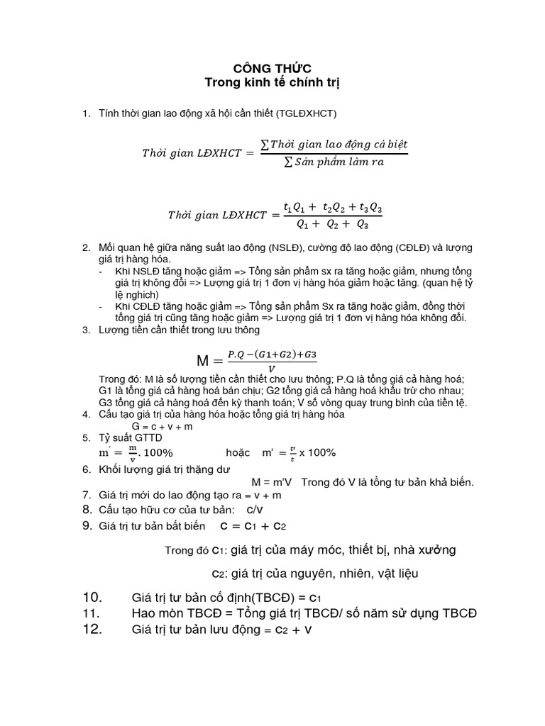 Công TH C Trong KTCT | PDF