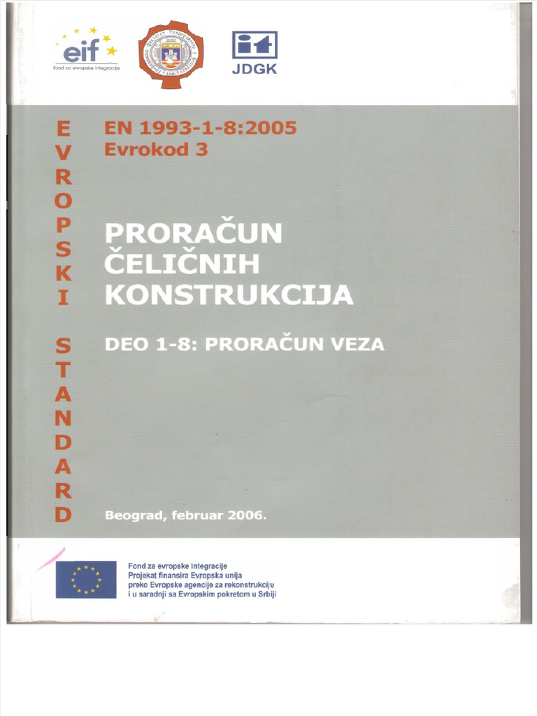 Evrokod 3 Deo 1 8 Proracun Veza PDFPDF | PDF