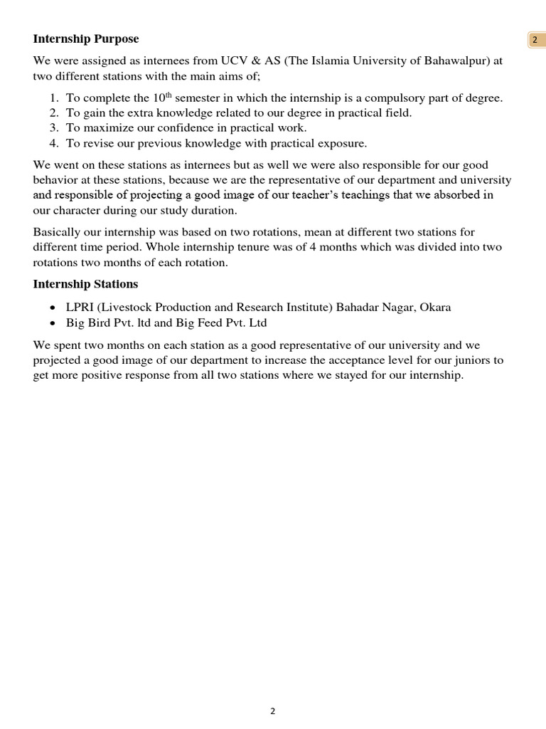 Final Internship Report | PDF | Sheep