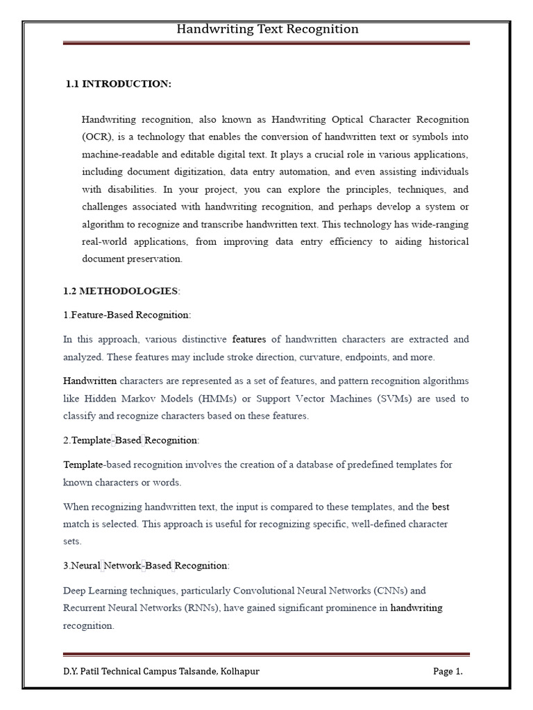 Project HRT Report | PDF | Optical Character Recognition | Accuracy And Precision
