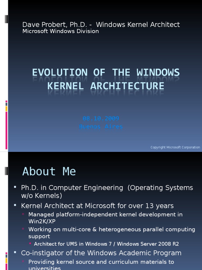 Evolution of The Windows Kernel Architecture | PDF | Thread (Computing) | Operating System ...