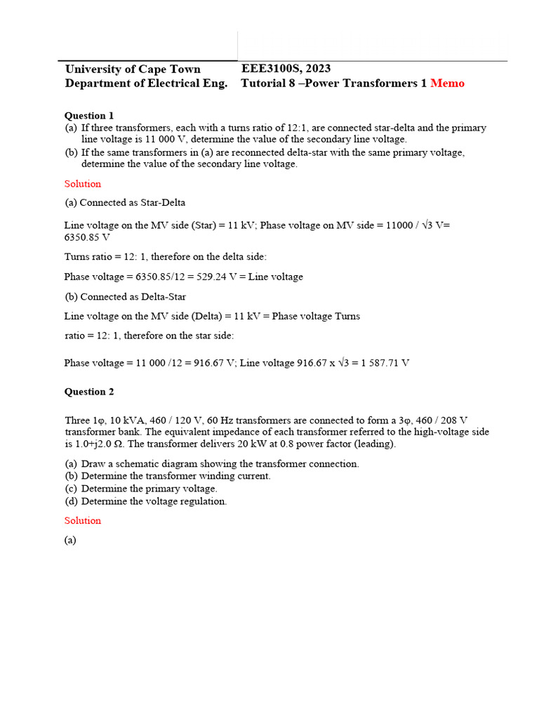 Electrical Engineering Tutorial | PDF | Transformer | Electronics
