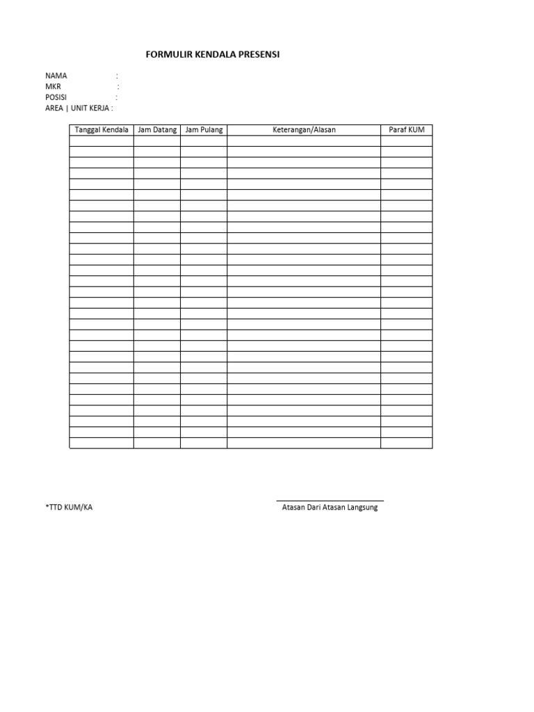 Form Kendala Presensi | PDF