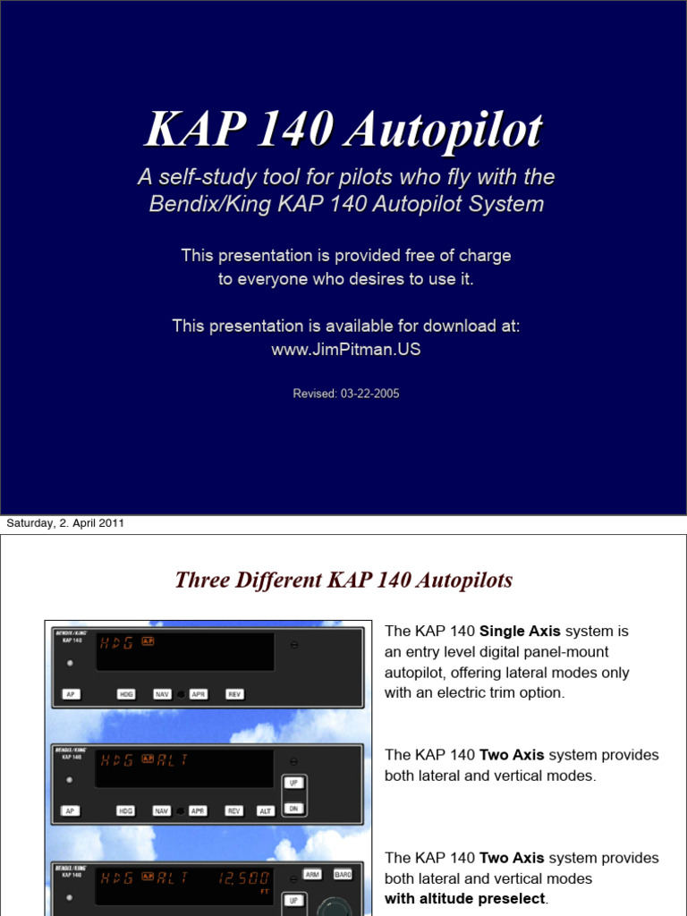 Honeywell KAP140 Autopilot Scenario Slide | PDF | Takeoff | Aviation