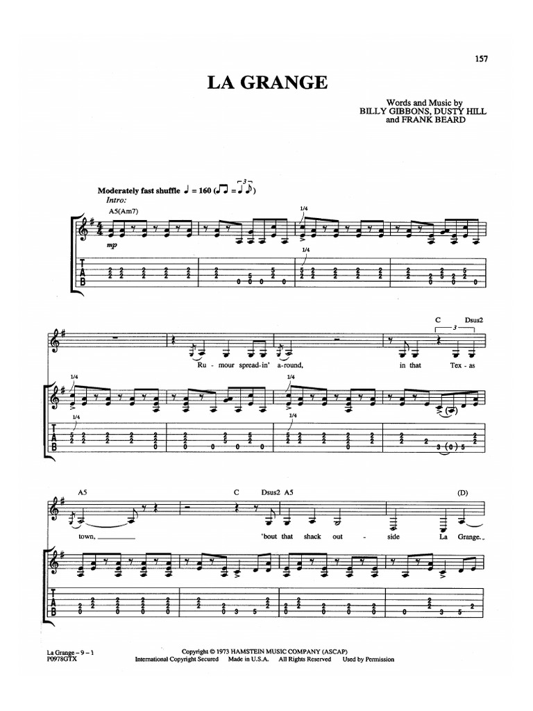 ZZ Top - Greatest Hits Guitar Songbook Guitar Tabs | PDF