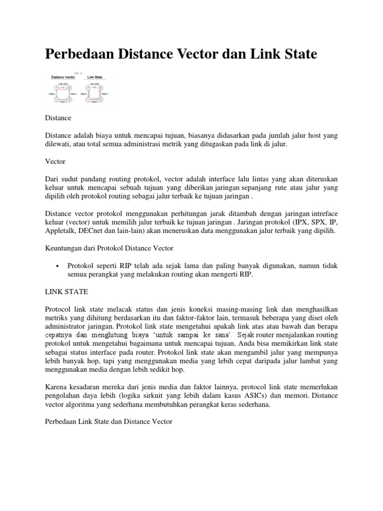 Perbedaan Distance Vector Dan Link State | PDF