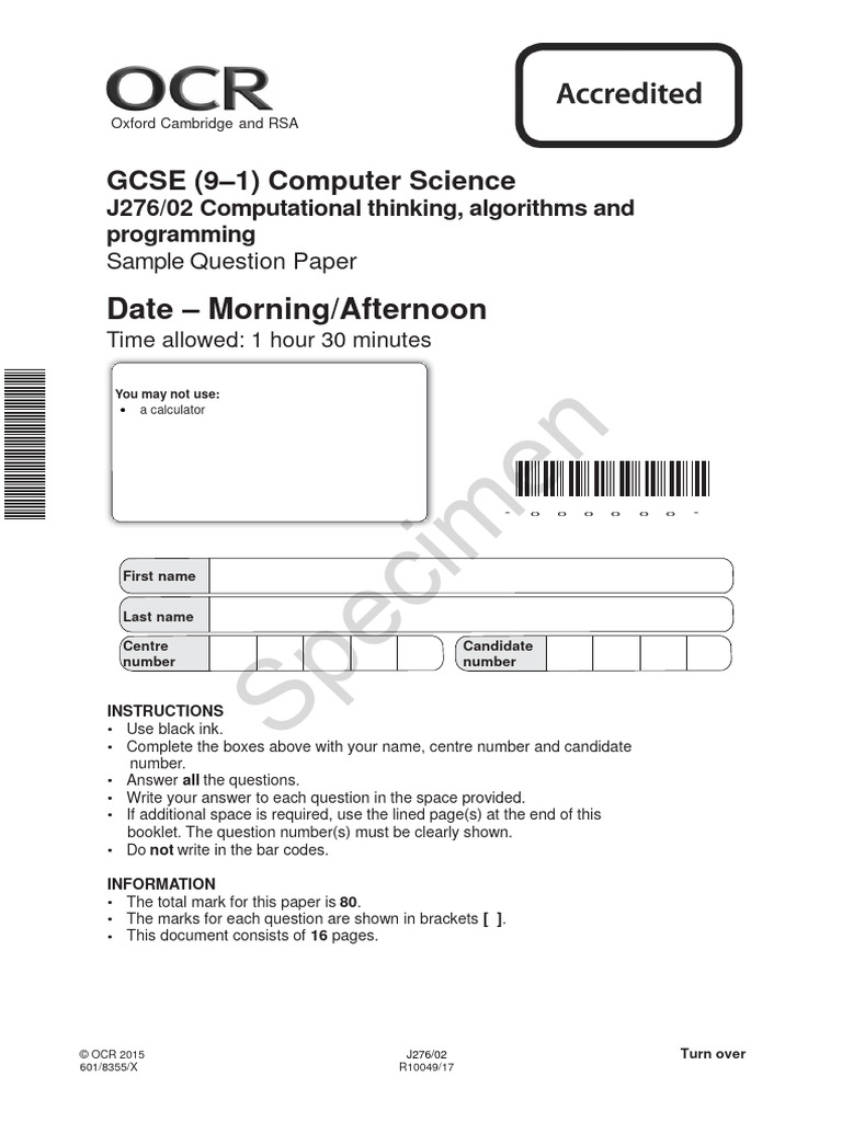 Unit j276 02 Computational Thinking Algorithms and Programming Sample ... Unit j276 02 Computational Thinking Algorithms and Programming Sample ...