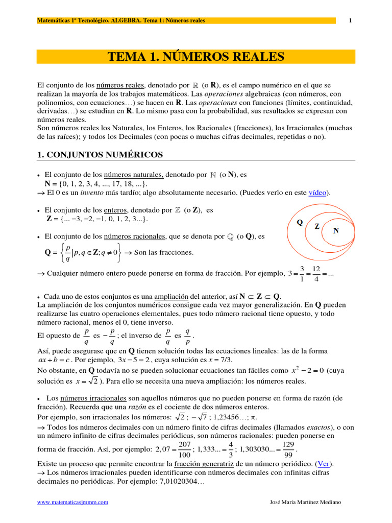 Mat I T01 Números Reales | PDF | Números | Número Real