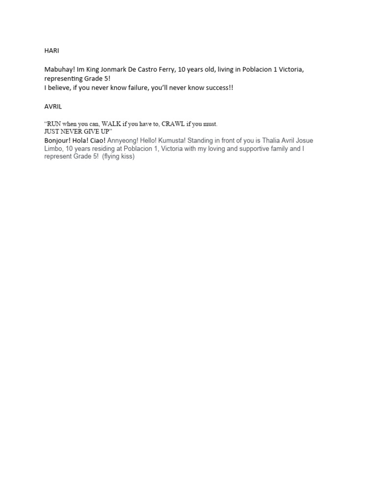 Intrams Intro Candidates g5 | PDF | Sports & Recreation