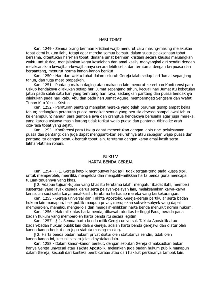 Buku v. Harta Benda Gereja (Kan. 1254-1310) | PDF | Perjalanan | Hukum