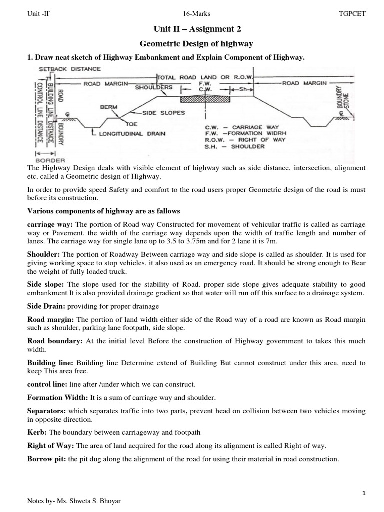 Unit 2 Geometric Design of Highway | PDF | Road | Road Surface