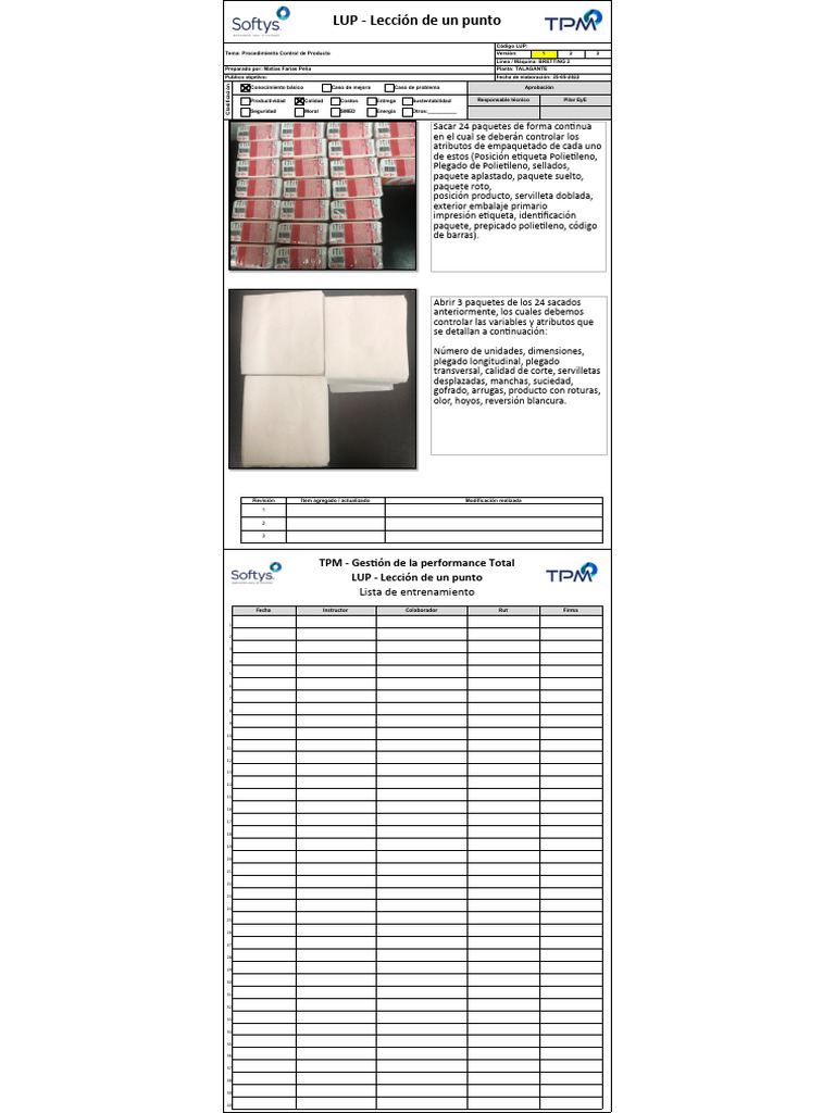 LUP Revisión de Producto Terminado | PDF