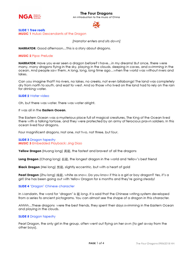 The Four Dragons SCRIPT 10062018 NN | PDF | Dragon | China