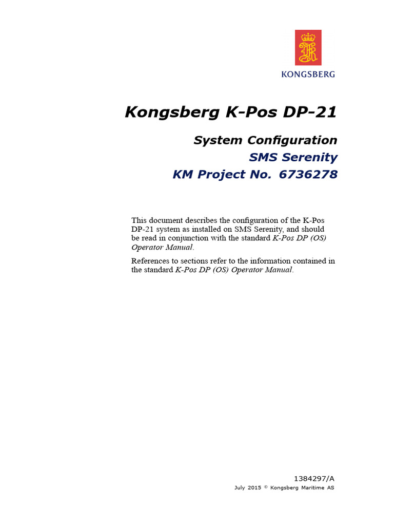 Kongsberg K-Pos DP-21: SMS Serenity KM Project No. 6736278 | Download Free PDF | Software ...