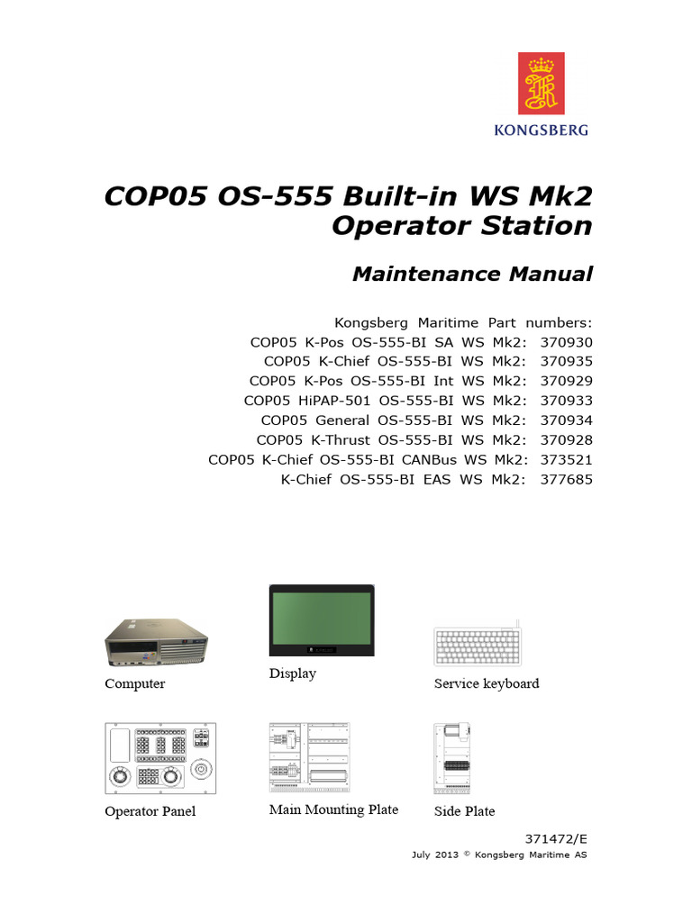 COP05 OS-555 Built-In WS Mk2 Operator Station: Maintenance Manual | PDF ...