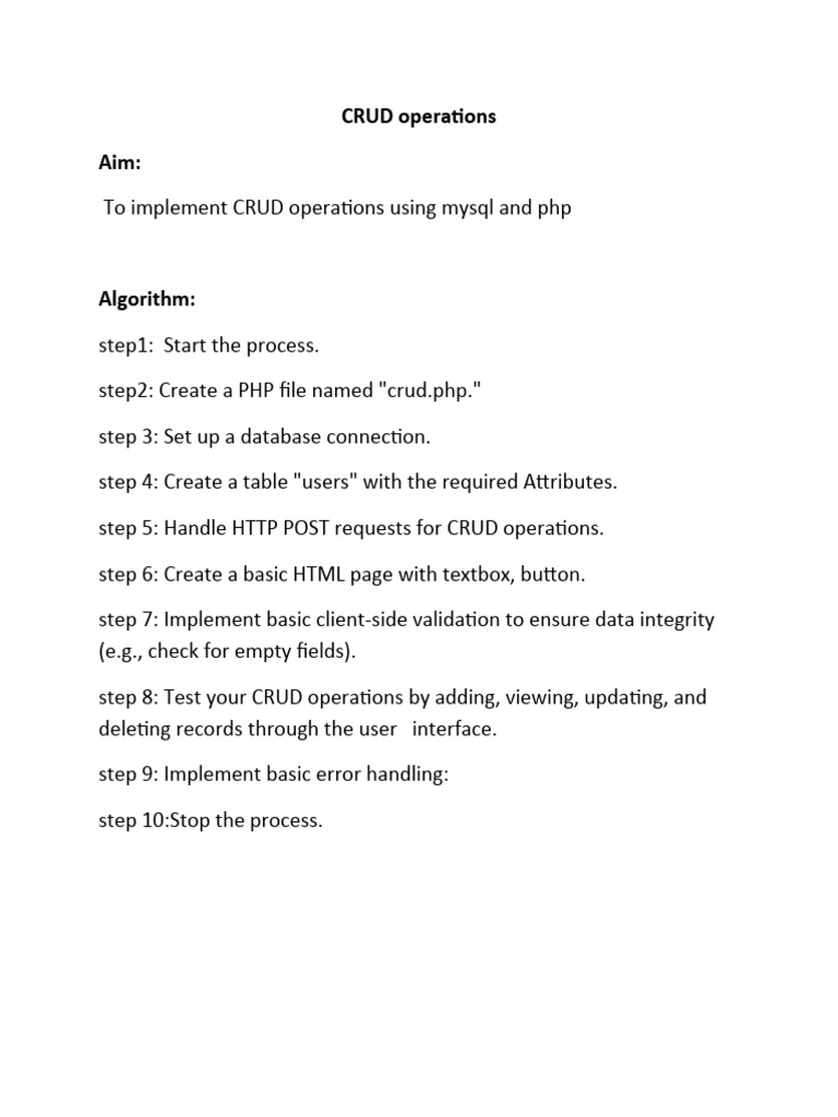 CRUD Operations | PDF | Php | Databases CRUD Operations | PDF | Php | Databases